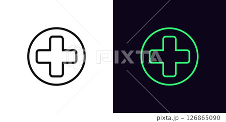 Outline medical cross icon, with editable...のイラスト素材 [126865090] - PIXTA