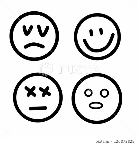 Set of four minimal emoji faces showing...のイラスト素材 [126872829] - PIXTA