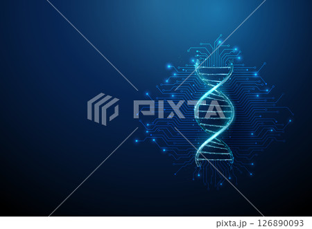 Futuristic DNA strand with electronic circuit...のイラスト素材 [126890093] - PIXTA
