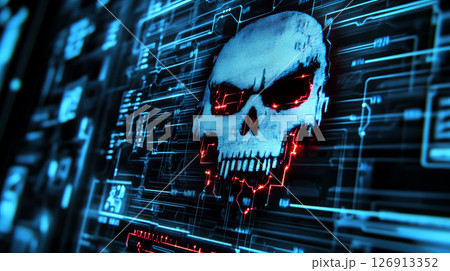 digital skull symbolizing system error,...のイラスト素材 [126913352] - PIXTA