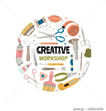 Creative workshop. circle shape background...のイラスト素材 [126922938] - PIXTA