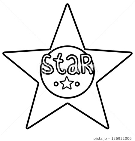 Outlined five pointed star with center label...のイラスト素材 [126931006] - PIXTA