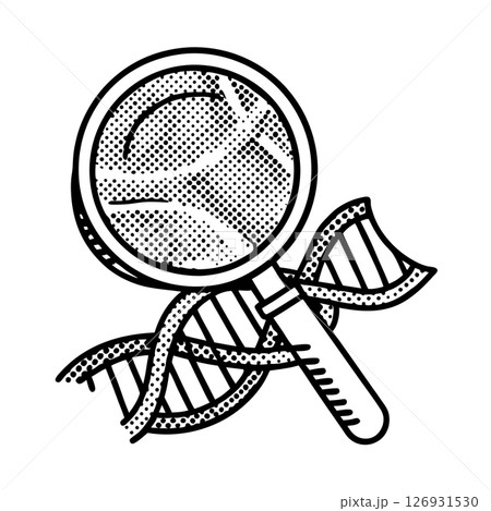 Magnifying glass examining dna strand genetic...のイラスト素材 [126931530] - PIXTA