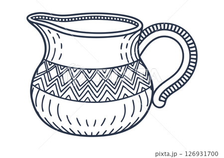 Traditional ceramic jug with geometric patterns...のイラスト素材 [126931700 ...
