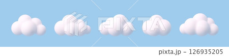 3d set realistic simple cloudsのイラスト素材 [126935205] - PIXTA