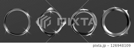 Silver metal ring frames collectionのイラスト素材 [126948109] - PIXTA