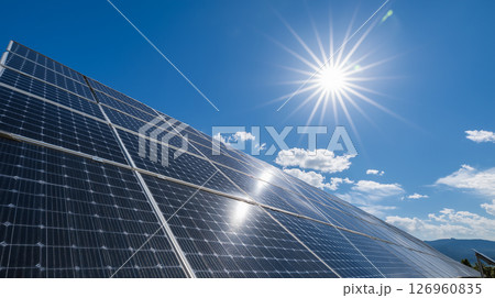 Solar panels harnessing sunlight for clean energyのイラスト素材 [126960835 ...