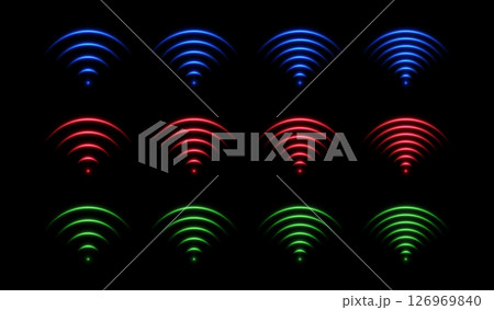 Wifi signal light effect. Sound wave or radar...のイラスト素材 [126969840] - PIXTA