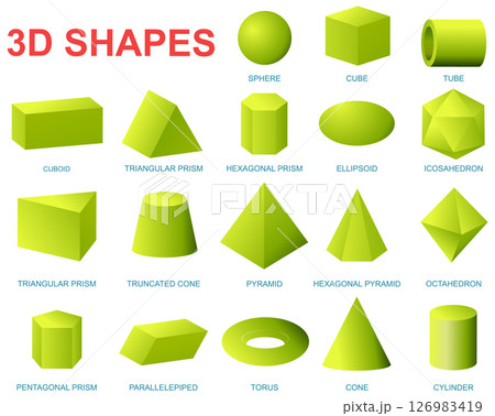 Comprehensive 3D Geometric Shapes Vector...のイラスト素材 [126983419] - PIXTA