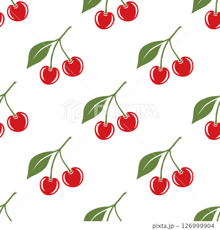 Vector Seamless Pattern with Cutout Cherry....のイラスト素材 [126999904] - PIXTA