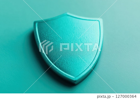 Shield symbol on a teal background representing...のイラスト素材 [127000364 ...