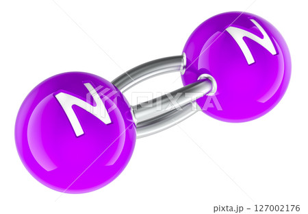 Nitrogen molecule N2, 3D Atomic Model. 3D...のイラスト素材 [127002176] - PIXTA
