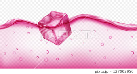 Ice cube floating in water, in red colors.のイラスト素材 [127002950] - PIXTA