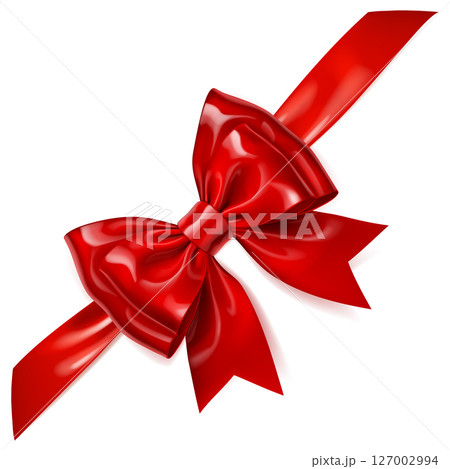 Beautiful red bow with diagonal ribbon.のイラスト素材 [127002994] - PIXTA