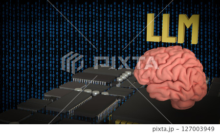 The LLM and Brain for Technology concept 3d...のイラスト素材 [127003949] - PIXTA