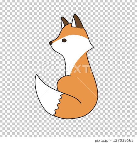 A cartoon fox is sitting on its back legsのイラスト素材 [127039563] - PIXTA