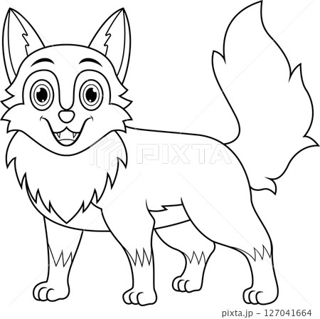 Cute cartoon wolf line artのイラスト素材 [127041664] - PIXTA