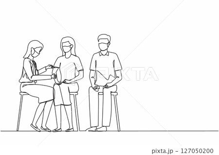 Single continuous line drawing female doctor...のイラスト素材 [127050200] - PIXTA