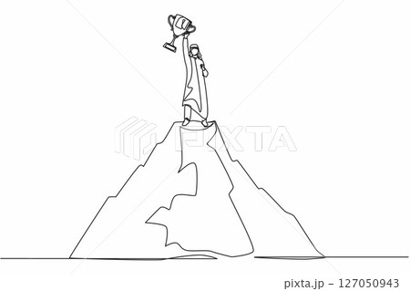 Continuous one line drawing success on top....のイラスト素材 [127050943] - PIXTA