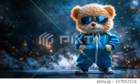 Edgy teddy bear in cinematic setting, wearing...のイラスト素材 [127052518] - PIXTA