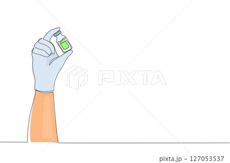 Single one line drawing doctor's hand holding...のイラスト素材 [127053537] - PIXTA