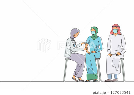 Continuous one line drawing female doctor...のイラスト素材 [127053541] - PIXTA