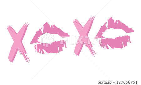 Pink XO XO lettering and lipstick print...のイラスト素材 [127056751] - PIXTA