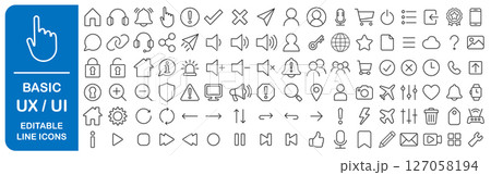 Basic UX UI editable line icons set. User...のイラスト素材 [127058194] - PIXTA