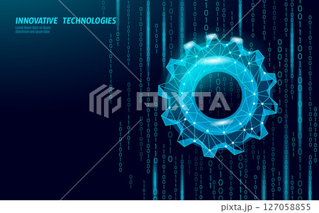 Digital gear binary code concept. Futuristic...のイラスト素材 [127058855] - PIXTA