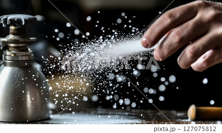 Hand Sprinkling Powder from Container in Soft...のイラスト素材 [127075812] - PIXTA
