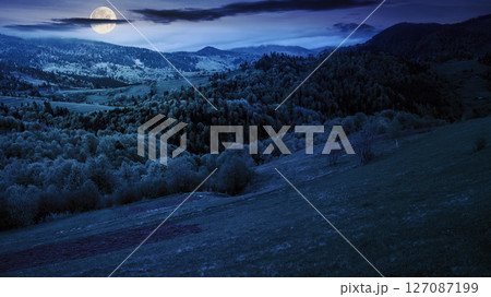 vast rural landscape in mountain at night....の写真素材 [127087199] - PIXTA