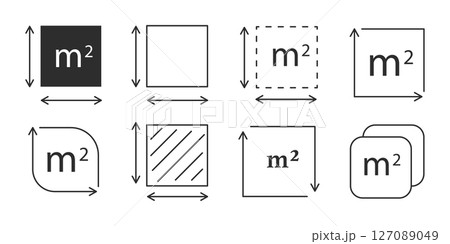 Square meter icon line quantity area, m2...のイラスト素材 [127089049] - PIXTA