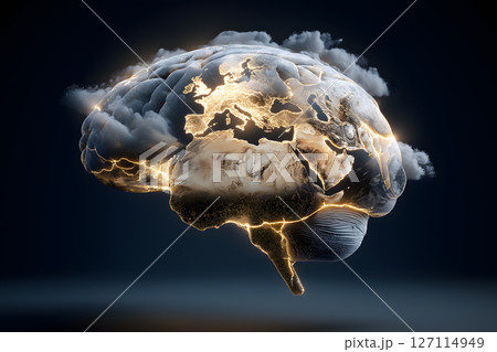 Aerial view of Earth resembling giant brain,...のイラスト素材 [127114949] - PIXTA