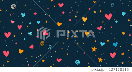 Navy Blue Heart Pattern Seamless Texture Image...のイラスト素材 [127128116 ...