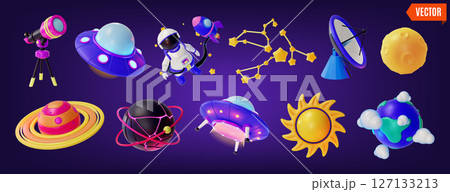 3d Space Exploration Concept Different Color...のイラスト素材 [127133213] - PIXTA