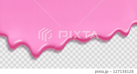 Pink ice cream melt dripping down on...のイラスト素材 [127138128] - PIXTA