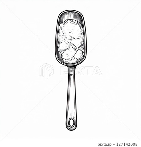 Line Art Illustration of a Metal Measuring Scoopのイラスト素材 [127142008] - PIXTA