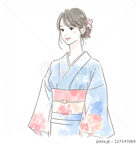 着物の女性イラスト素材のイラスト素材 [127147069] - PIXTA