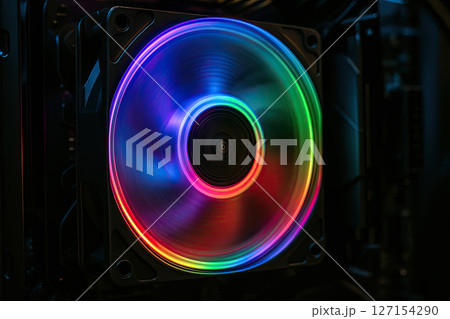 Vivid Close-Up of a Spinning RGB Computer...のイラスト素材 [127154290] - PIXTA