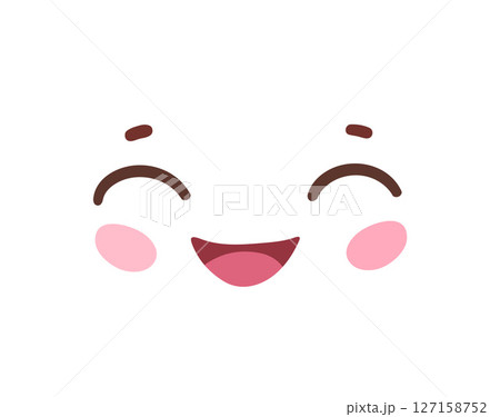 Happy kawaii smiling faceのイラスト素材 [127158752] - PIXTA