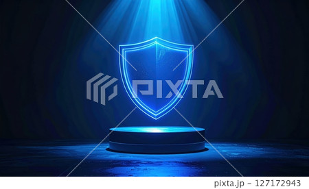 Illuminated glowing shield with digital...のイラスト素材 [127172943] - PIXTA
