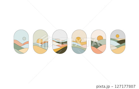 Oval Landscape Collection. Set of oval-shaped...のイラスト素材 [127177807] - PIXTA