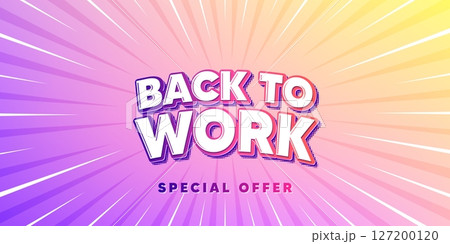Back to work sun rays gradient banner. Light...のイラスト素材 [127200120] - PIXTA