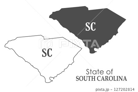 South Carolina. The outline and silhouette of...のイラスト素材 [127202814] - PIXTA