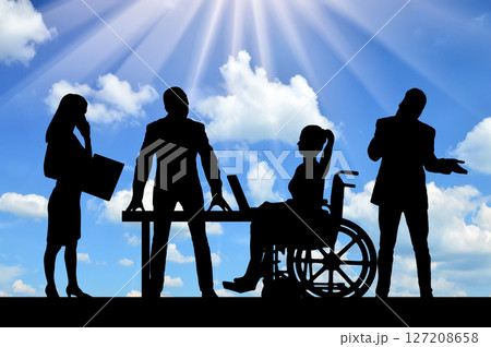 Inclusive Workplace Team Silhouettes against a...のイラスト素材 [127208658 ...