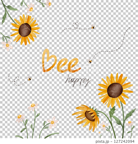 Cheerful Be Happy square postcard featuring...のイラスト素材 [127242094] - PIXTA