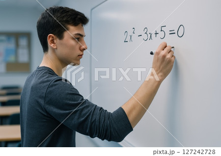 Teen student writing quadratic equation on...のイラスト素材 [127242728] - PIXTA