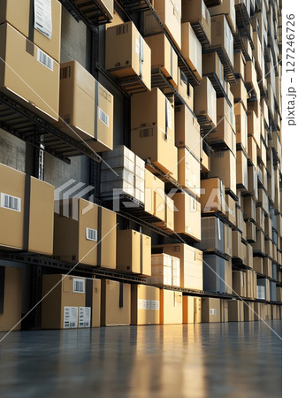 Parcel boxes stacked with barcodes, modern 3D...のイラスト素材 [127246726] - PIXTA