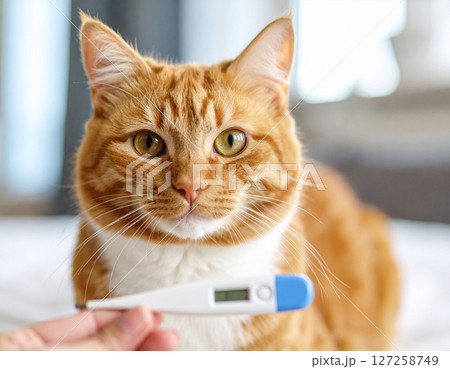 AI generated happy ginger tabby cat with high...のイラスト素材 [127258749] - PIXTA