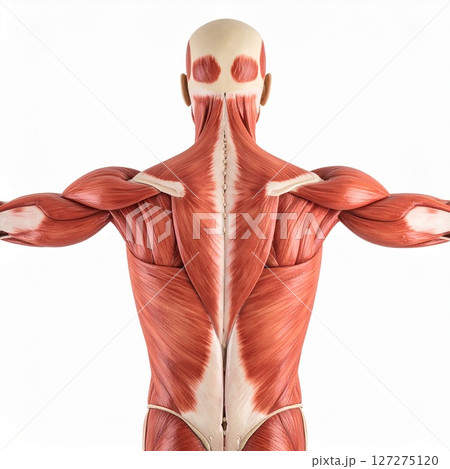 Male muscle system over white background, man...のイラスト素材 [127275120] - PIXTA